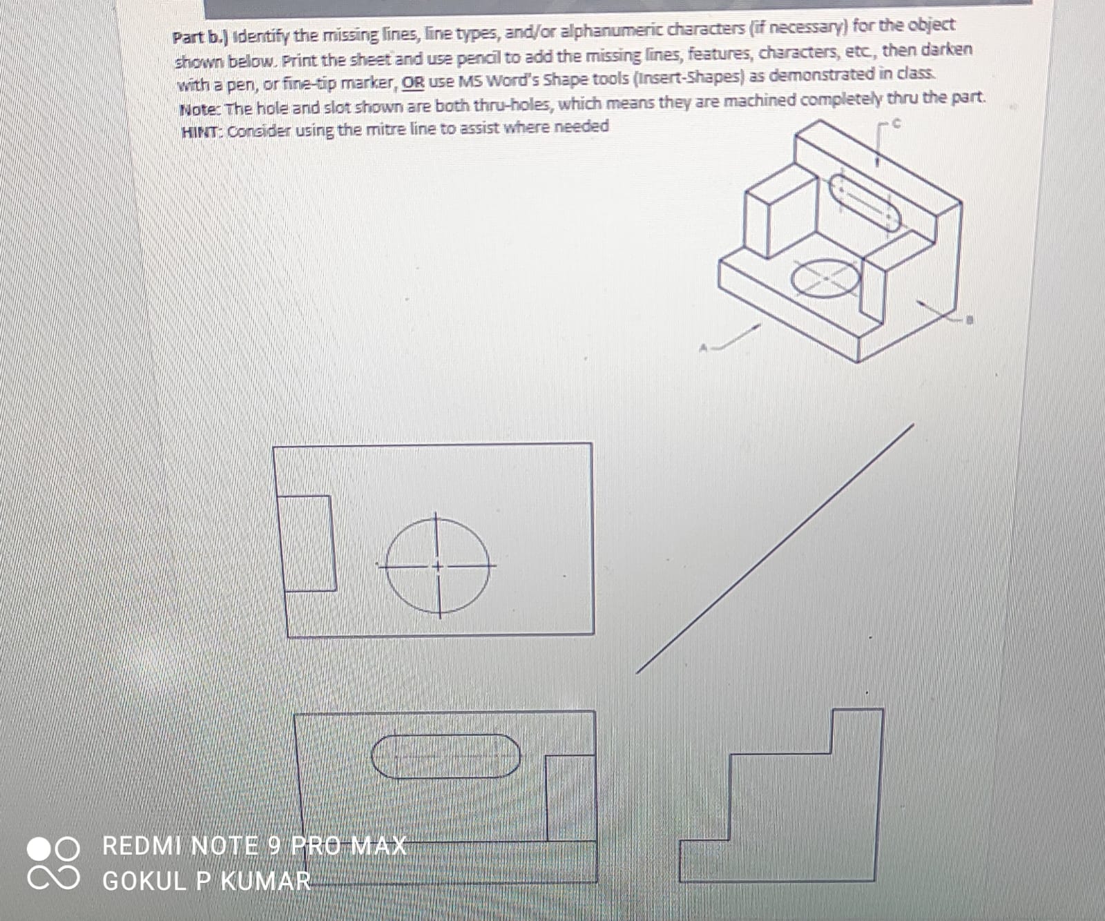 Solved Part b.) Identify the missing lines, line types, | Chegg.com