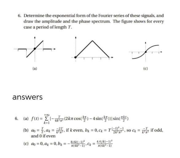 Solved 6. Determine the exponential form of the Fourier | Chegg.com