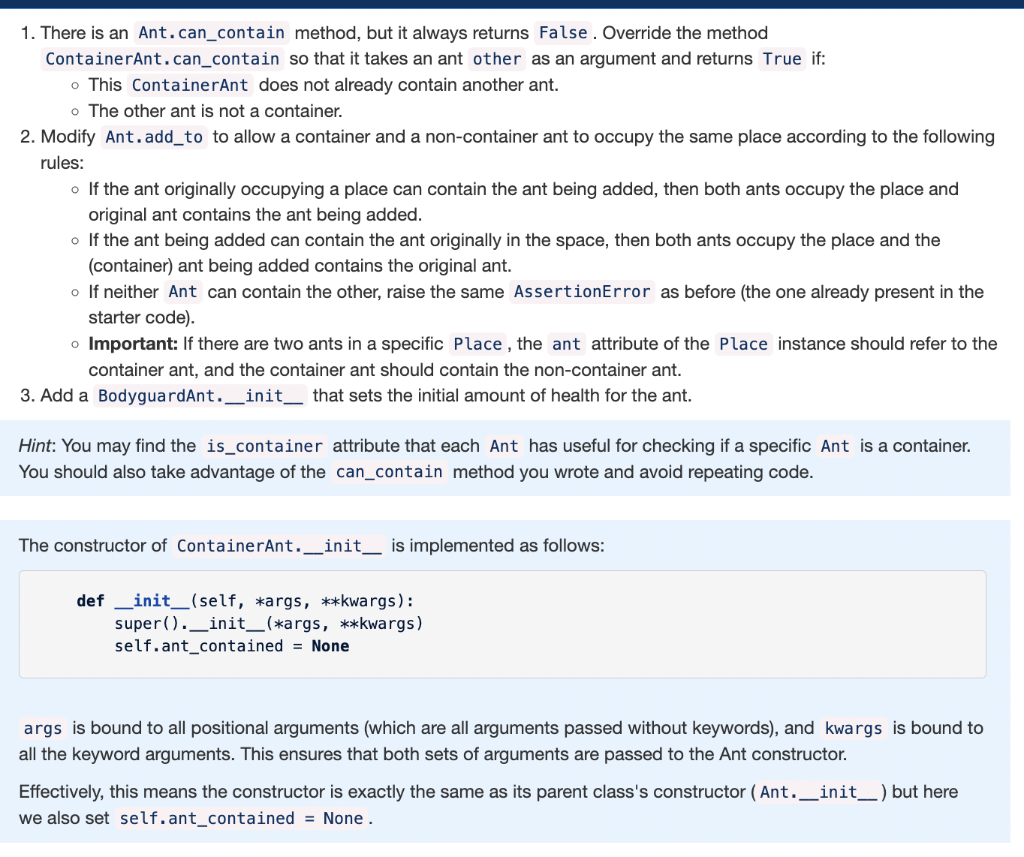 Solved class Ant (Insect): ""An Ant occupies a place and | Chegg.com