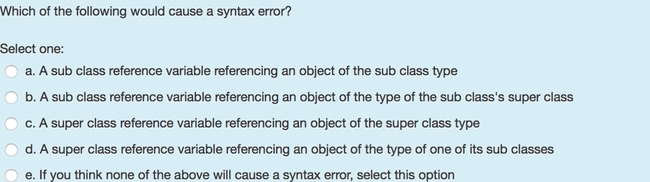 Solved Which Of The Following Would Cause A Syntax Error