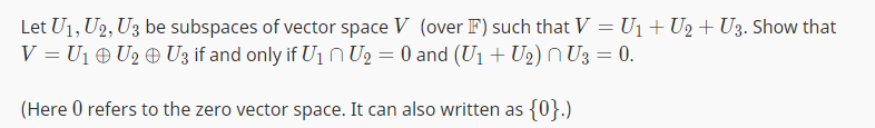 Solved Let U1,U2,U3 be subspaces of vector space V (over F ) | Chegg.com