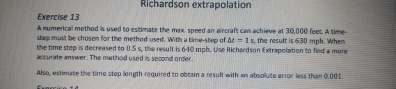 Solved Richardson extrapolation Exercise 13 A numerical | Chegg.com
