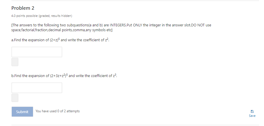 Solved Problem 2 4.0 points possible (graded, results | Chegg.com
