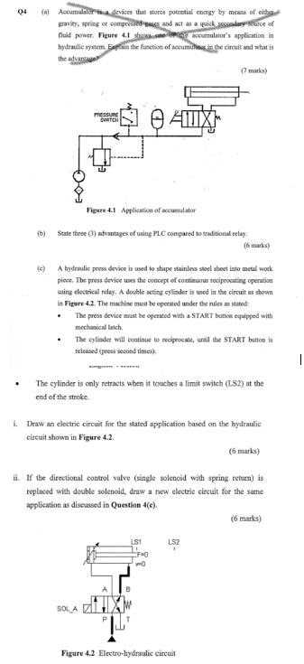 Solved 04 (a) Accumulator devices that stores potential | Chegg.com
