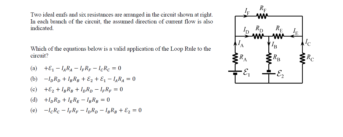 Solved Two ideal emfs and six resistances are arranged in | Chegg.com