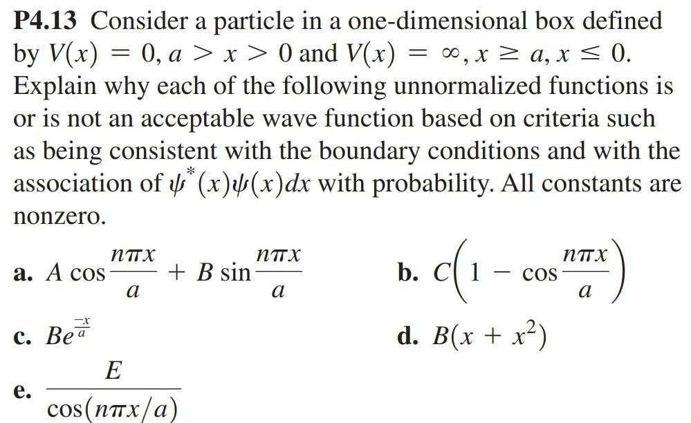 Solved P4.13 Consider a particle in a one-dimensional box | Chegg.com
