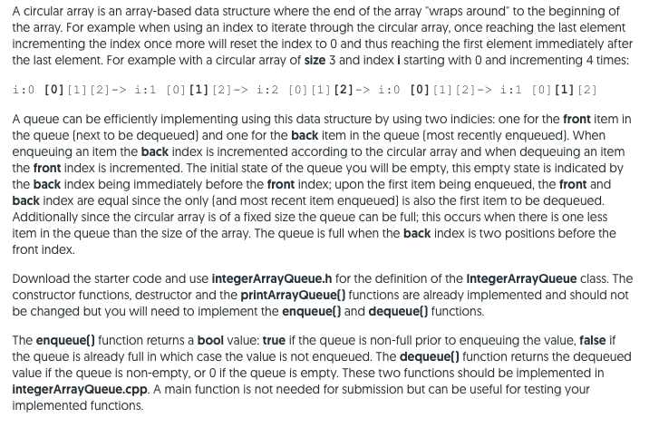 Solved A Circular Array Is An Array based Data Structure Chegg