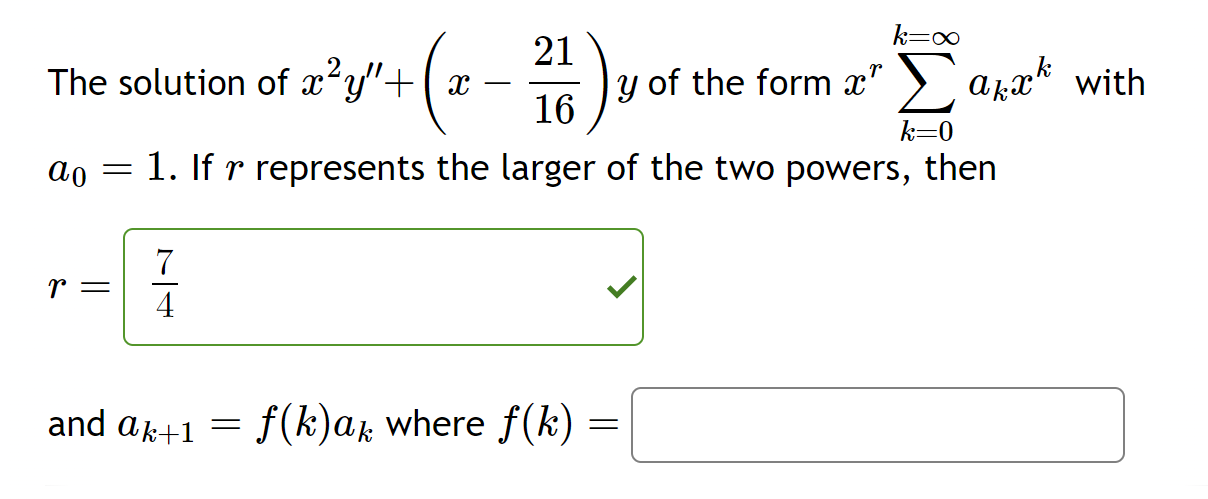Solved The solution of x2y''+(x-2116)y ﻿of the form | Chegg.com