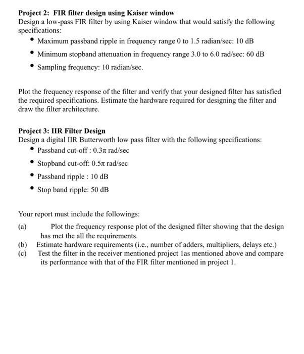 Project 2 Fir Filter Design Using Kaiser Window 