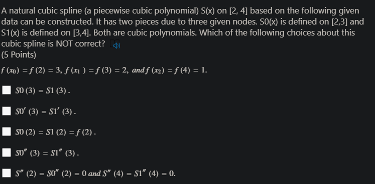 Solved A natural cubic spline (a piecewise cubic polynomial) | Chegg.com