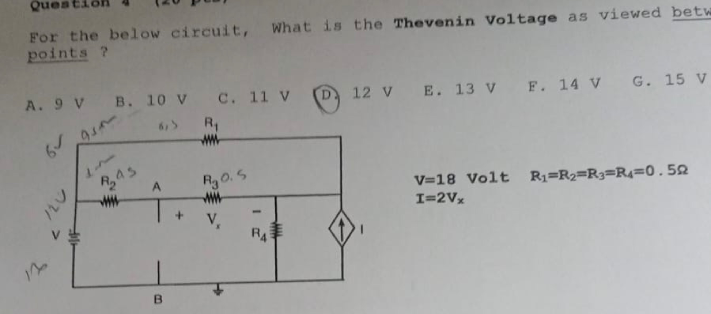 Solved For the below circuit, What is the Thevenin voltage | Chegg.com