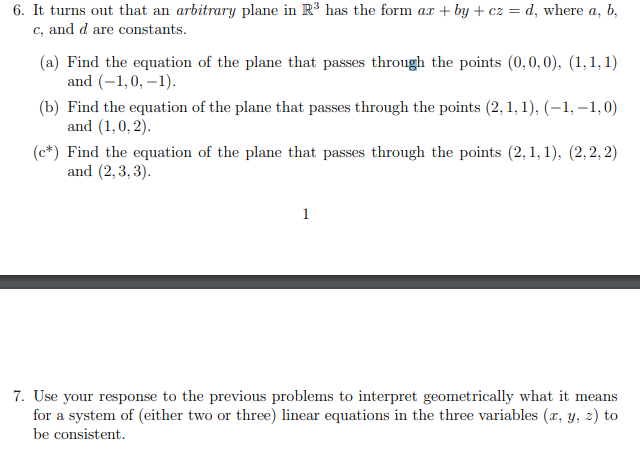 Solved It turns out that an arbitrary plane in R3 ﻿has the | Chegg.com
