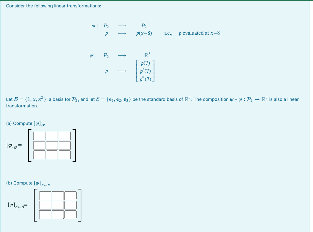 Solved Consider the following linear transformations: | Chegg.com