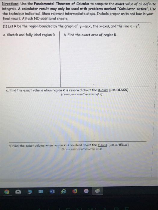 Solved Directions: Use the Fundamental Theorem of Calculus | Chegg.com