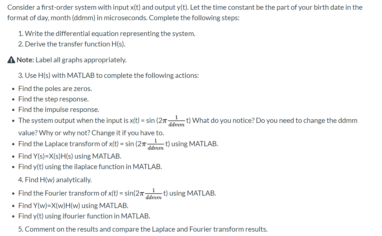 Solved Consider A First Order System With Input Xt And 8758