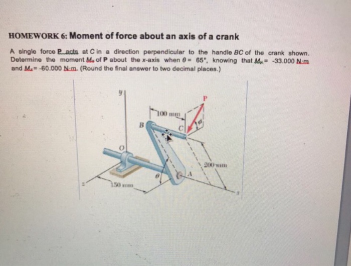 Solved Moment of force about an axis of a crank A single | Chegg.com