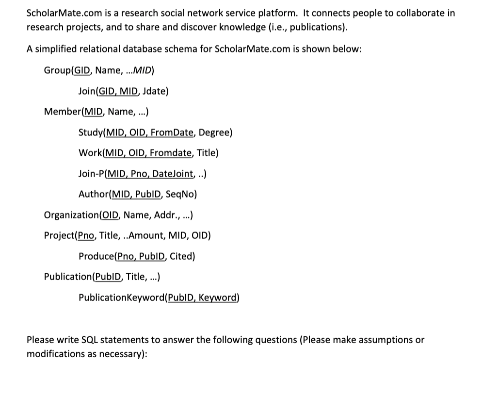 Solved ScholarMate.com is a research social network service | Chegg.com