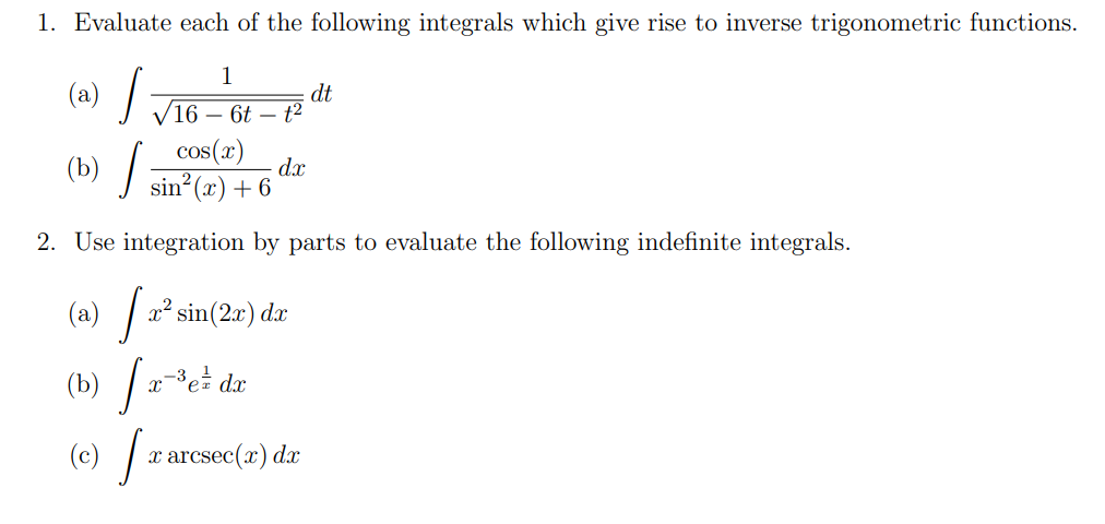 Solved Evaluate each of the following integrals which give | Chegg.com