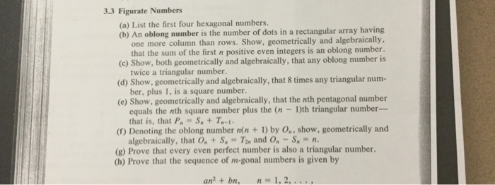 Solved 3.3 Figurate Numbers (a) List the first four | Chegg.com