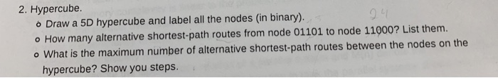 2. Hypercube. o Draw a 5D hypercube and label all the | Chegg.com