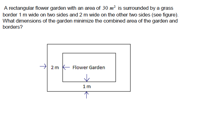 Solved A rectangular flower garden with an area of 30 m² is | Chegg.com