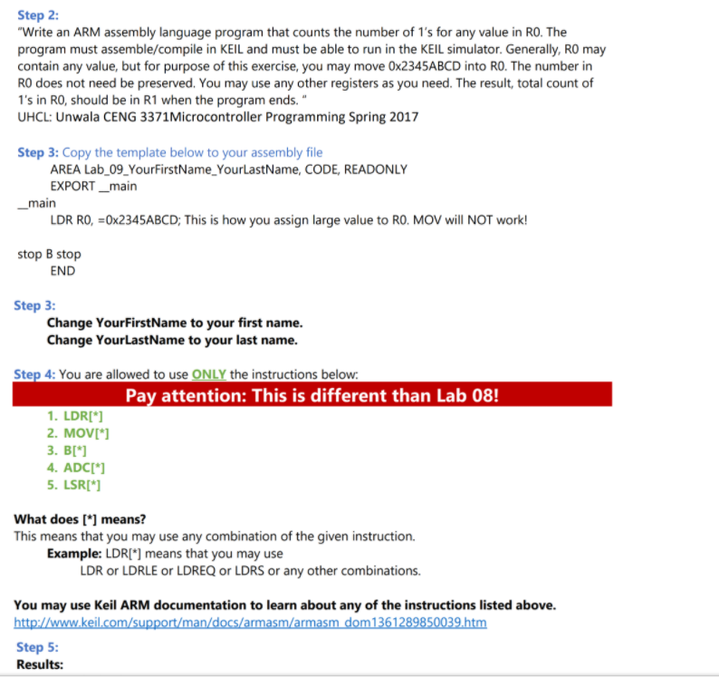 Solved Step 2: "Write an ARM assembly language program that | Chegg.com