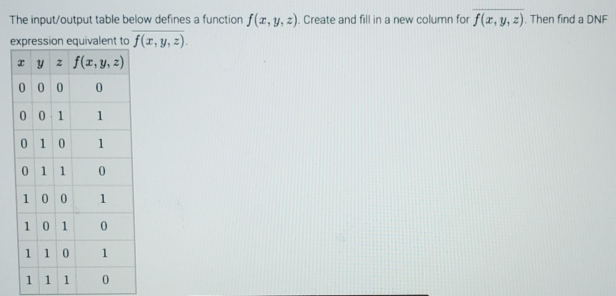 Solved The input/output table below defines a function | Chegg.com