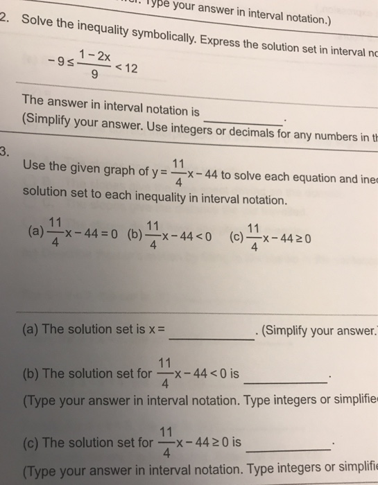 Solved l. Type your answer in interval notation.) 2. Solve | Chegg.com