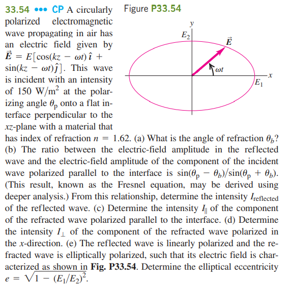 Solved у E2 ω! x 33.54 ... ČP A circularly Figure P33.54 | Chegg.com