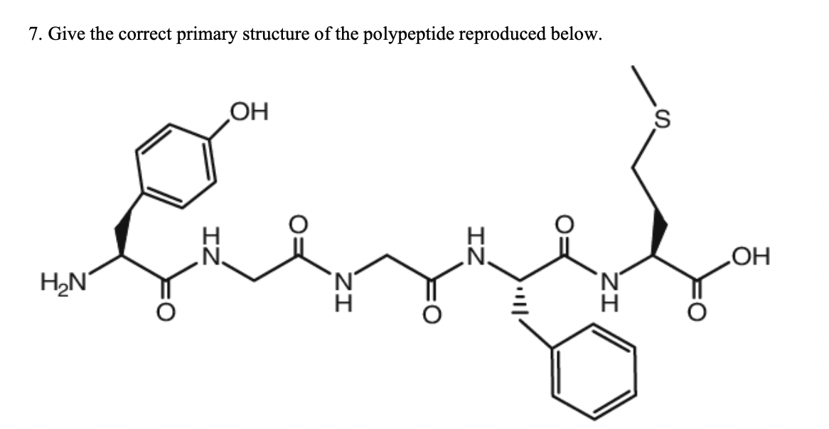 Solved 7. Give the correct primary structure of the | Chegg.com