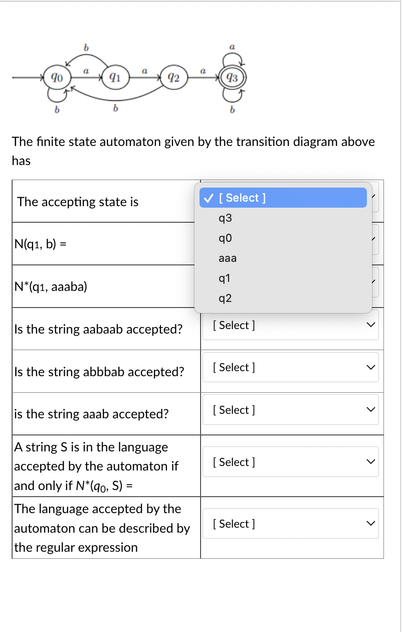 Solved The finite state automaton given by the transition | Chegg.com