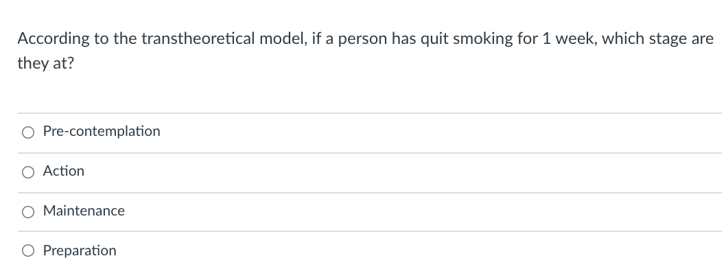 Solved According to the transtheoretical model, if a person | Chegg.com
