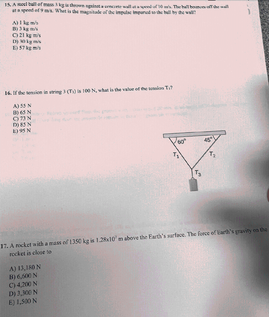 Solved 15. A steel ball of mass 3 kg is thrown against a | Chegg.com