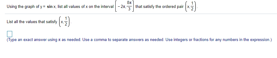 Solved 81 Using the graph of y = sinx, list all values of x | Chegg.com