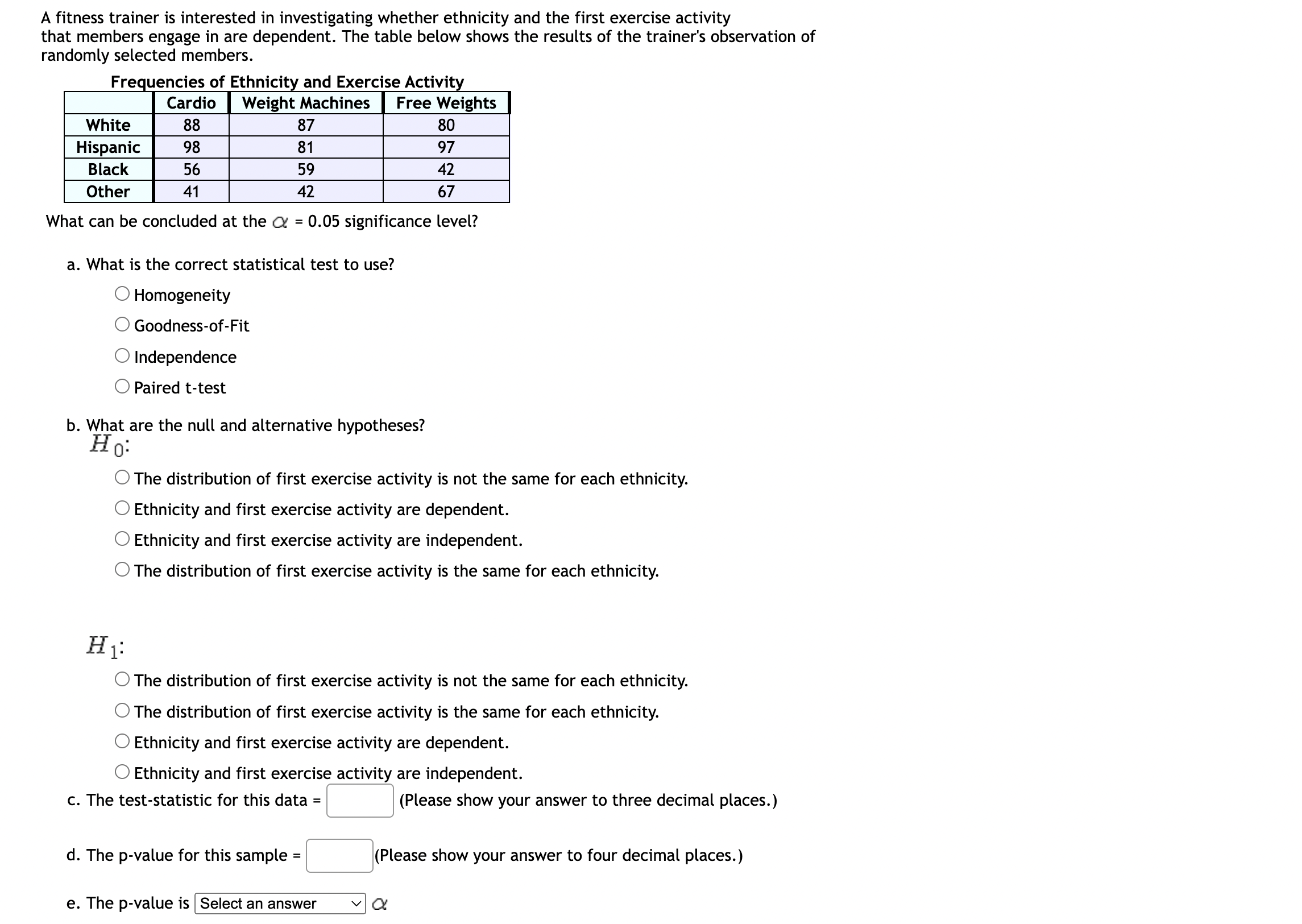 Solved A fitness trainer is interested in investigating | Chegg.com