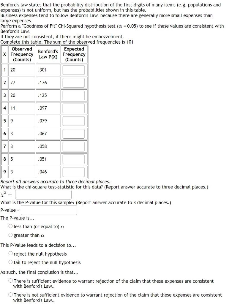 Solved Benford's law states that the probability | Chegg.com