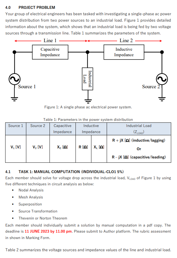 4.0 PROJECT PROBLEM Your group of electrical | Chegg.com