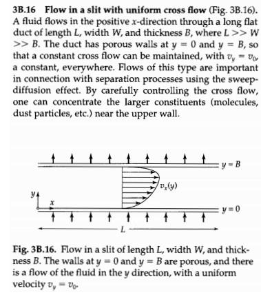 Solved 3B.16 Flow in a slit with uniform cross flow (Fig. | Chegg.com