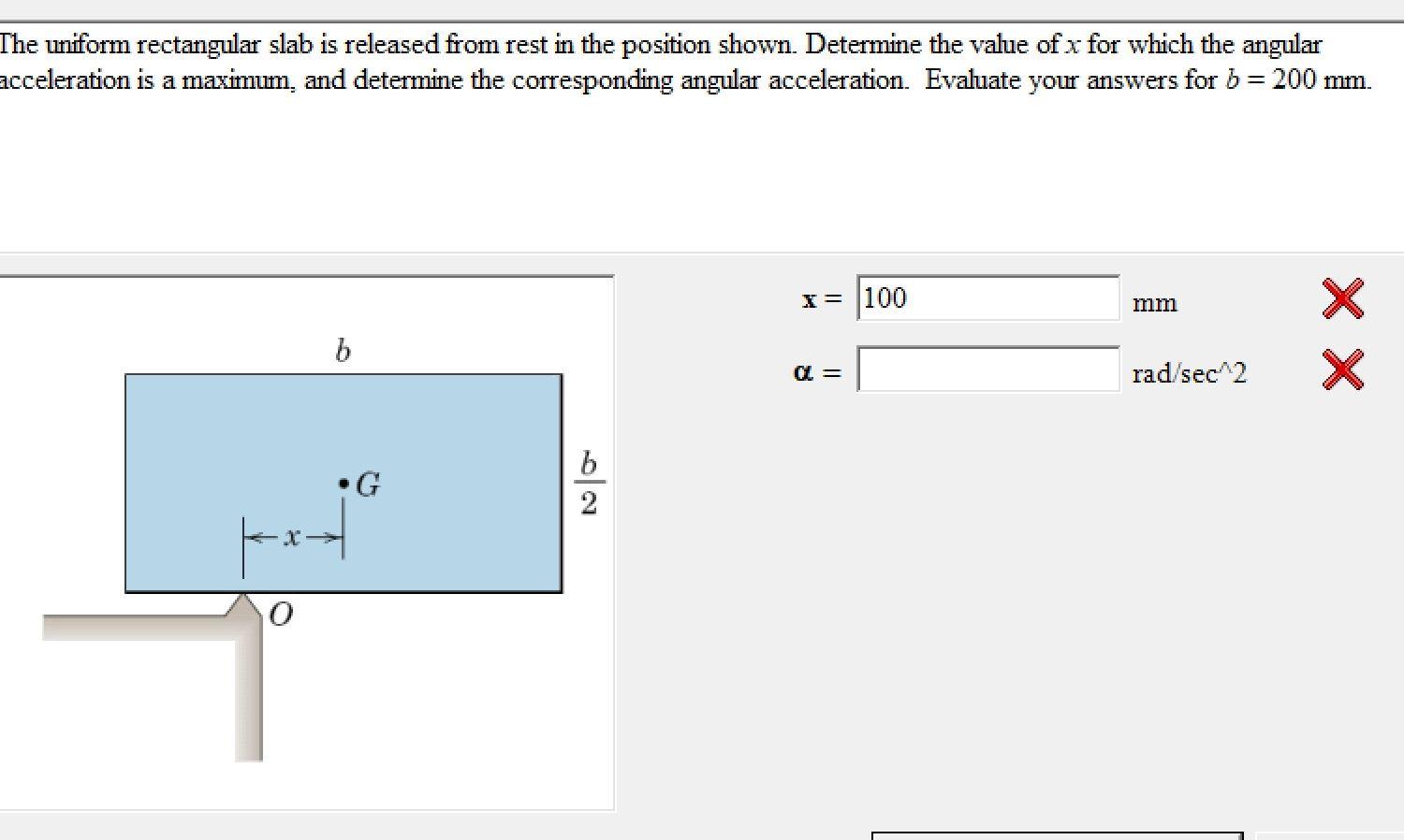 Solved The uniform rectangular slab is released from rest in | Chegg.com