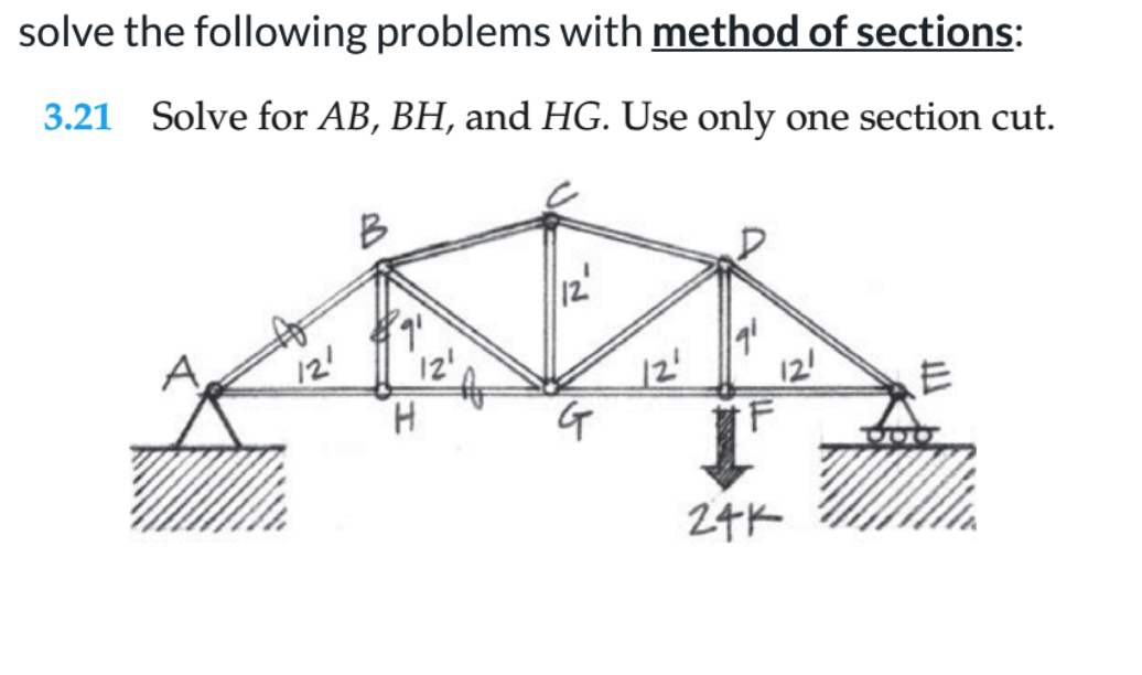 Solved solve the following problems with method of sections: | Chegg.com