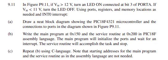 Solved 9.11 In Figure P9.11, if VM>12 V, turn an LED ON | Chegg.com