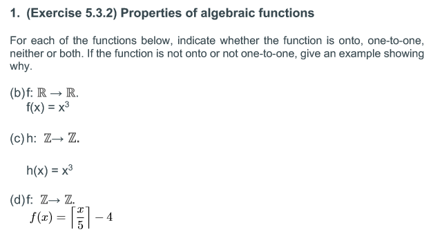 Solved 1. (Exercise 5.3.2) Properties of algebraic functions | Chegg.com