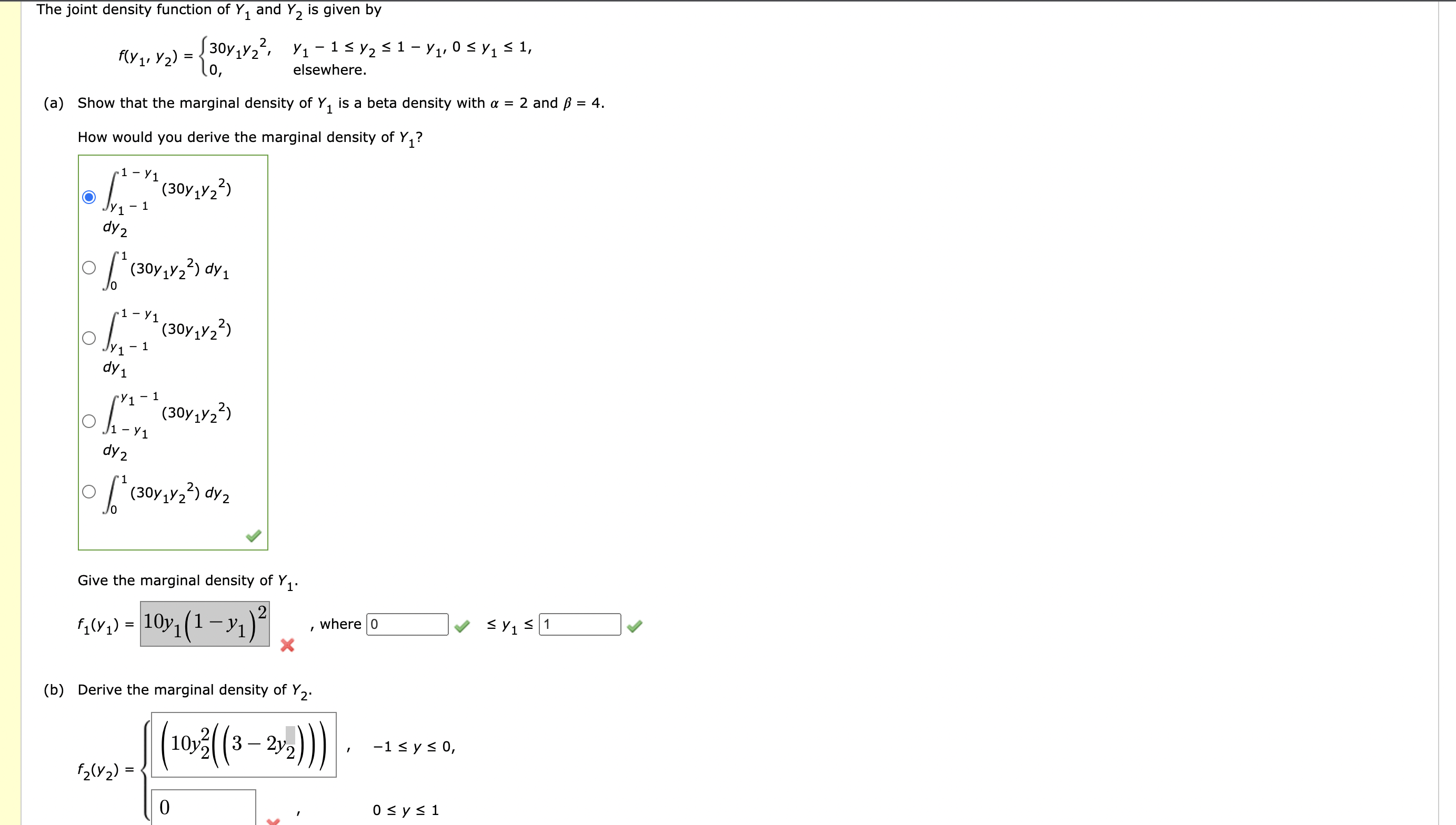 Solved The Joint Density Function Of Y1 and Y2 is Given