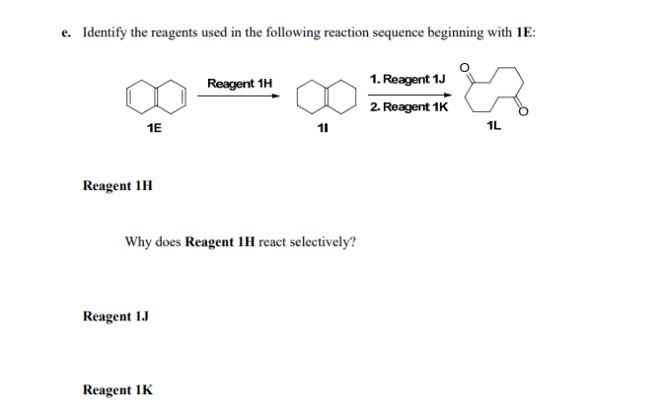 Solved e. Identify the reagents used in the following | Chegg.com