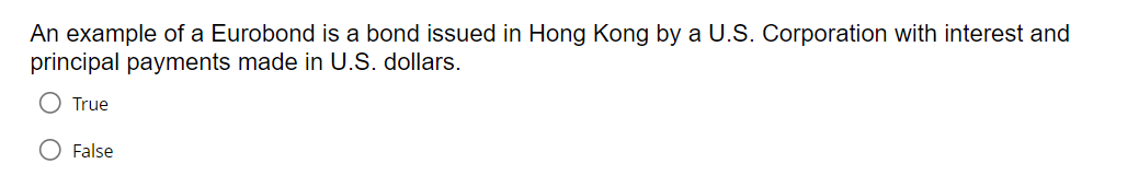 Solved An example of a Eurobond is a bond issued in Hong | Chegg.com