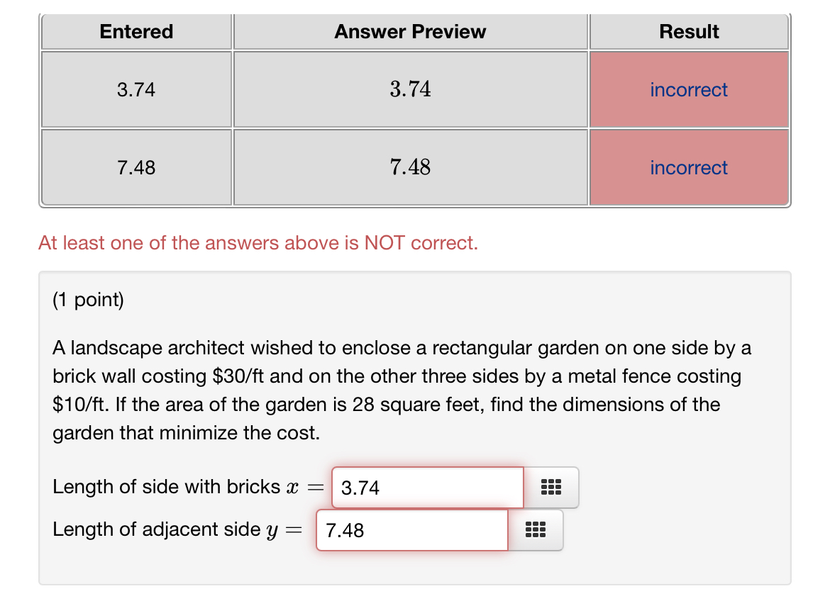 Solved by an EXPERT At least one of the answers above is NOT correct.(1 | Chegg.com