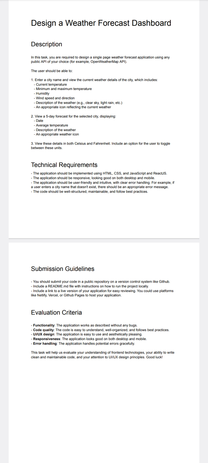 Solved Design a Weather Forecast DashboardDescriptionIn this | Chegg.com