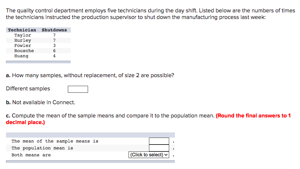 Solved The quality control department employs five | Chegg.com
