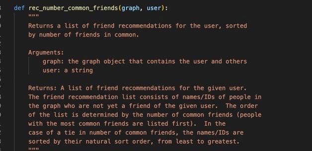 Solved ef rec_number_common_friends(graph, user): iniin | Chegg.com