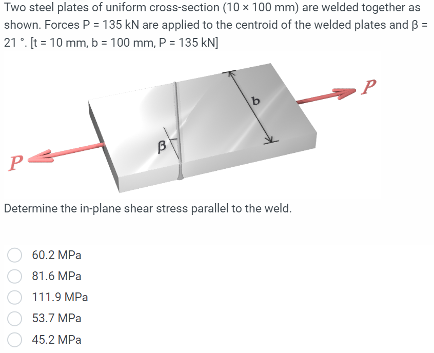 Solved Two steel plates of uniform cross-section (10×100 mm) | Chegg.com